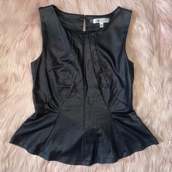 Jennifer Lopez | Tops | Jennifer Lopez Shiny Leather Look Peplum Top ...